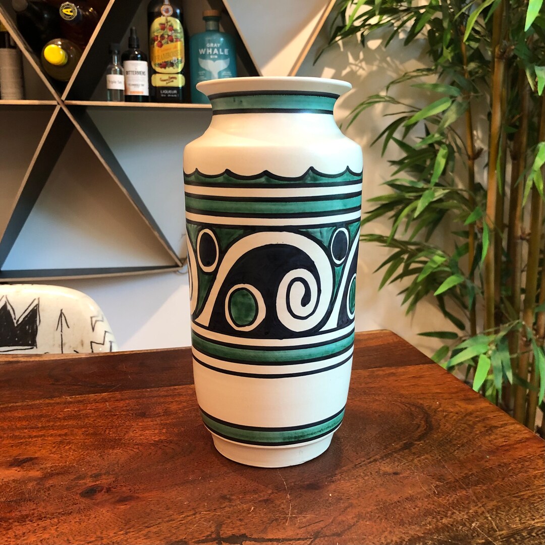 Vintage Latin American Hand Painted Stylized Ocean Waves 10.25" Ceramic ...
