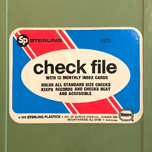 Vintage C. 1972 Check File Avocado Green Hard Plastic Checks Filing ...