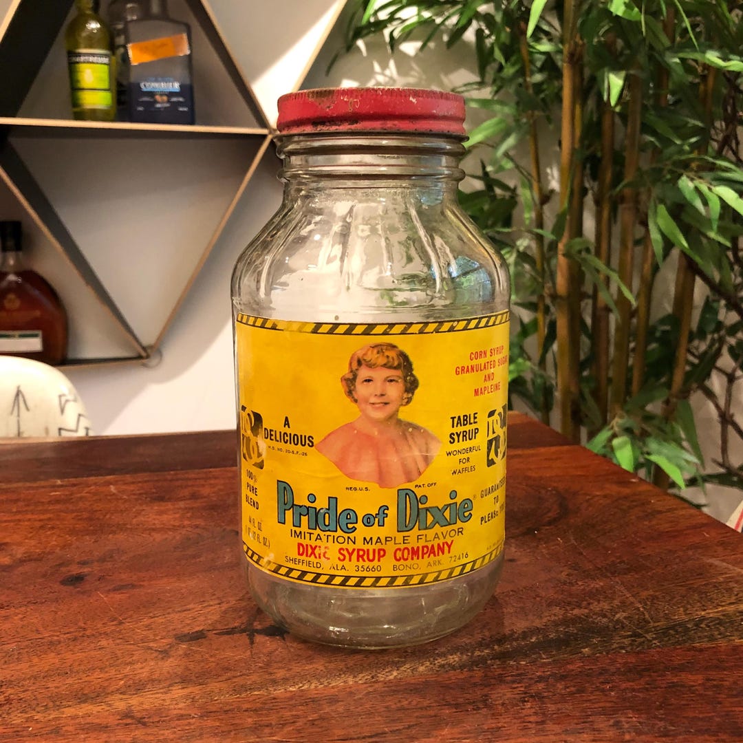 Mid Century 1950's Pride of Dixie Syrup Company One Quart Glass Jar ...