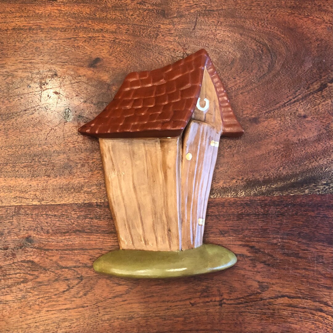 Vintage 1960's Hand Painted Ceramic Hillbilly Outhouse Bathroom Wall ...