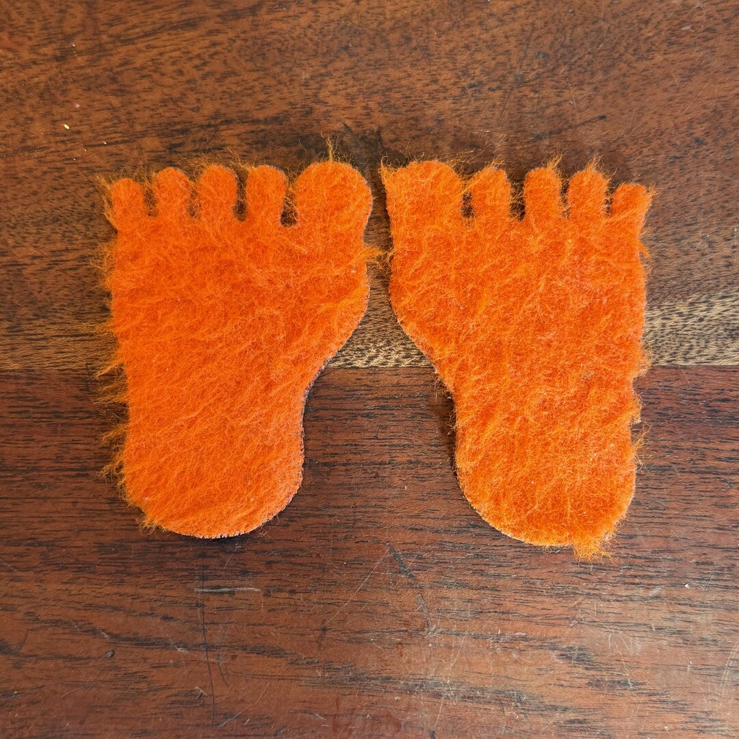 Set of 2 Vintage 1970s Orange Fuzzy Feet Stickers - Retro 70s Novelty ...