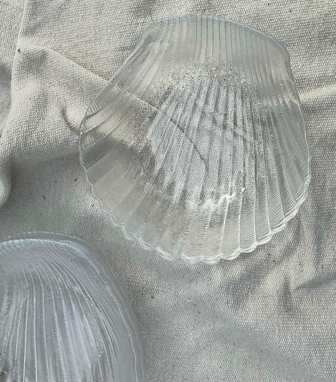 Set of Glass Shell Bowls Coastal Boho - Etsy