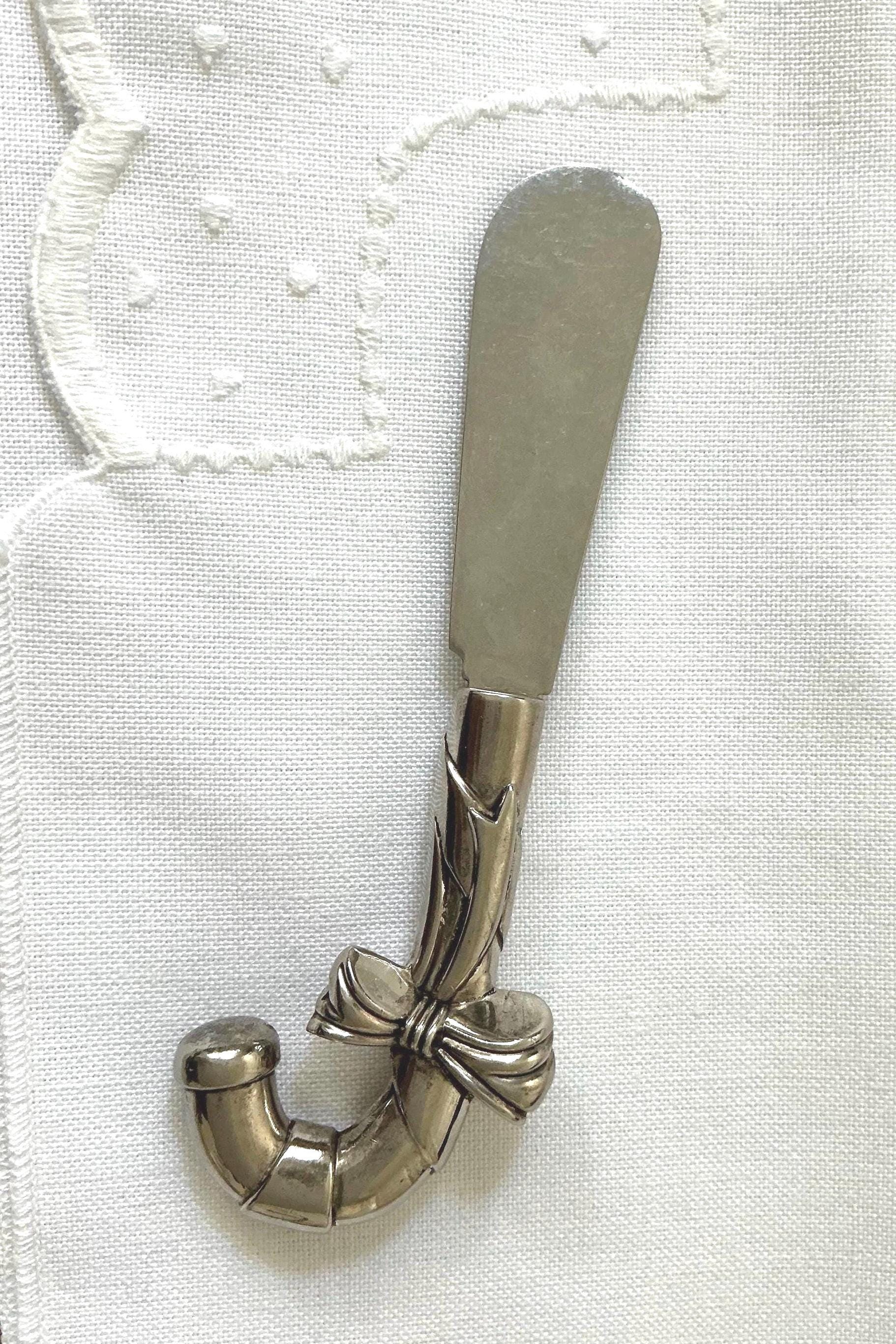 Solid Pewter Cheese Butter Knife With Bow Vintage Kitsch Cute - Etsy