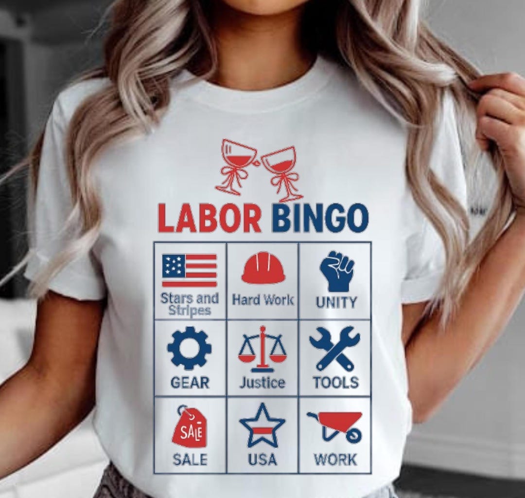 Labor Day Bingo Shirt, Patriotic USA, Worker Tee, Hard Work Tools Unity ...