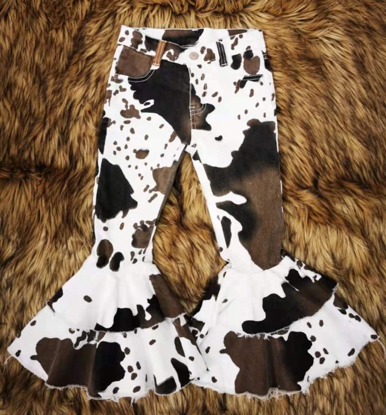 Cow Hide Double Bell Bottom Jeans - Etsy