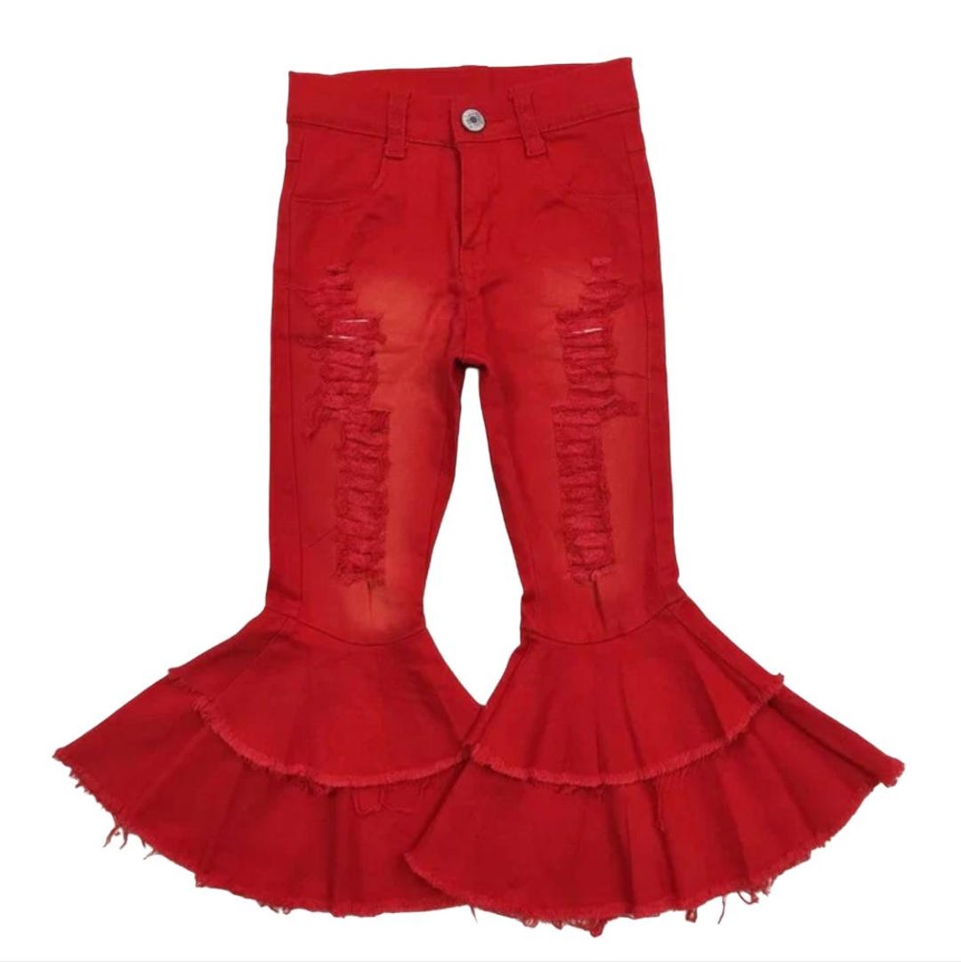 Red Bell Bottom Jeans - Etsy
