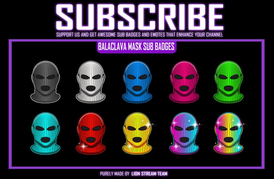 Ski Mask Twitch Sub Badges/ Ski Mask Sub Badges/ Balaclava Kick Sub ...