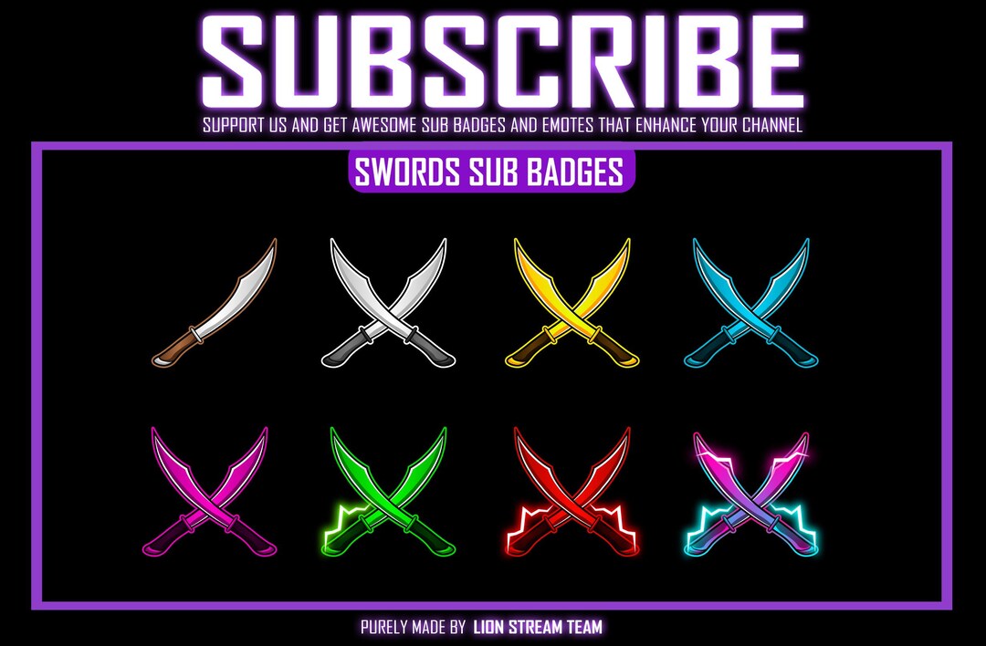 Swords Twitch Sub Badges/ Twitch Sub Badges/ Knife Badges/ Twitch Sub ...