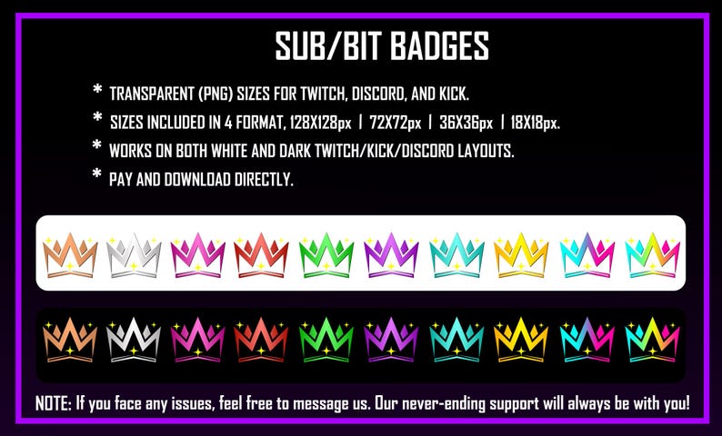 Crown Twitch Sub Badges: Streamer Bit Badges - Etsy