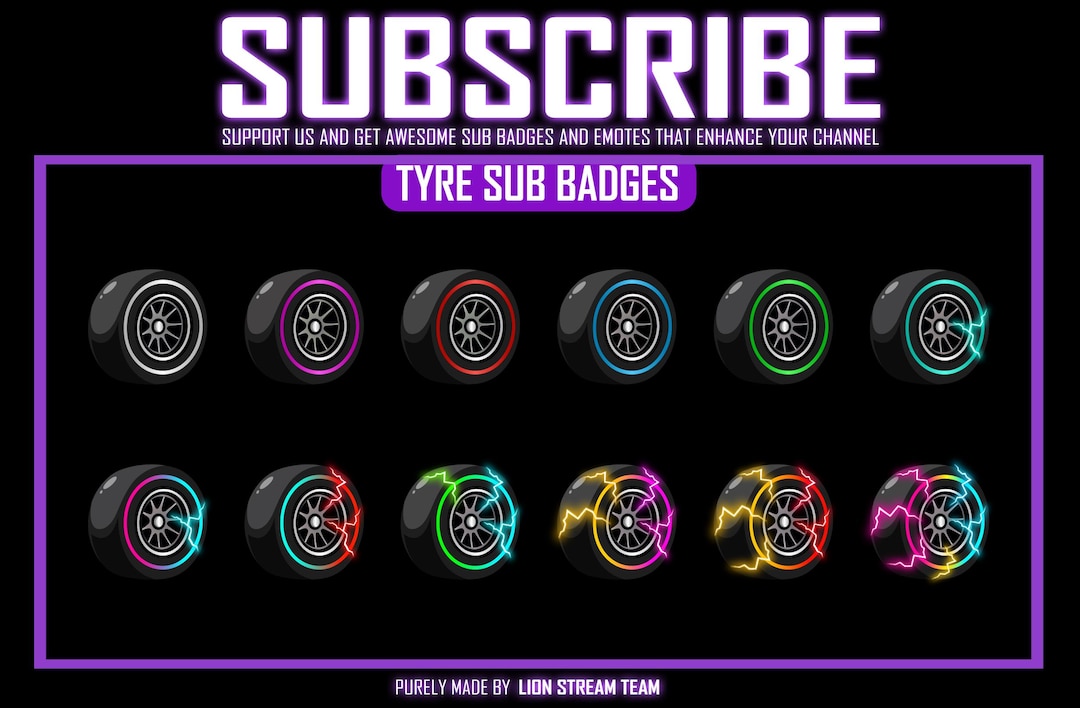 F1 Racing Tire Twitch Sub Badges: Formula 1 Bit Badges - Etsy
