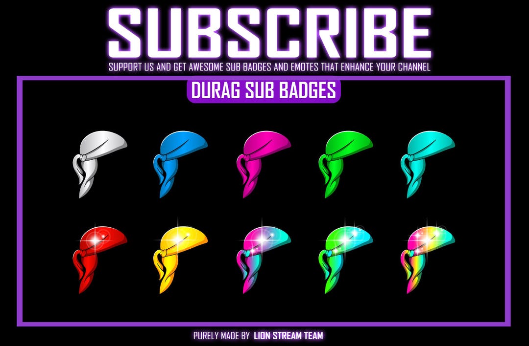 NBA Durag Twitch Sub Badges/ Dura Twitch Sub Badges/ Durag Kick Sub ...