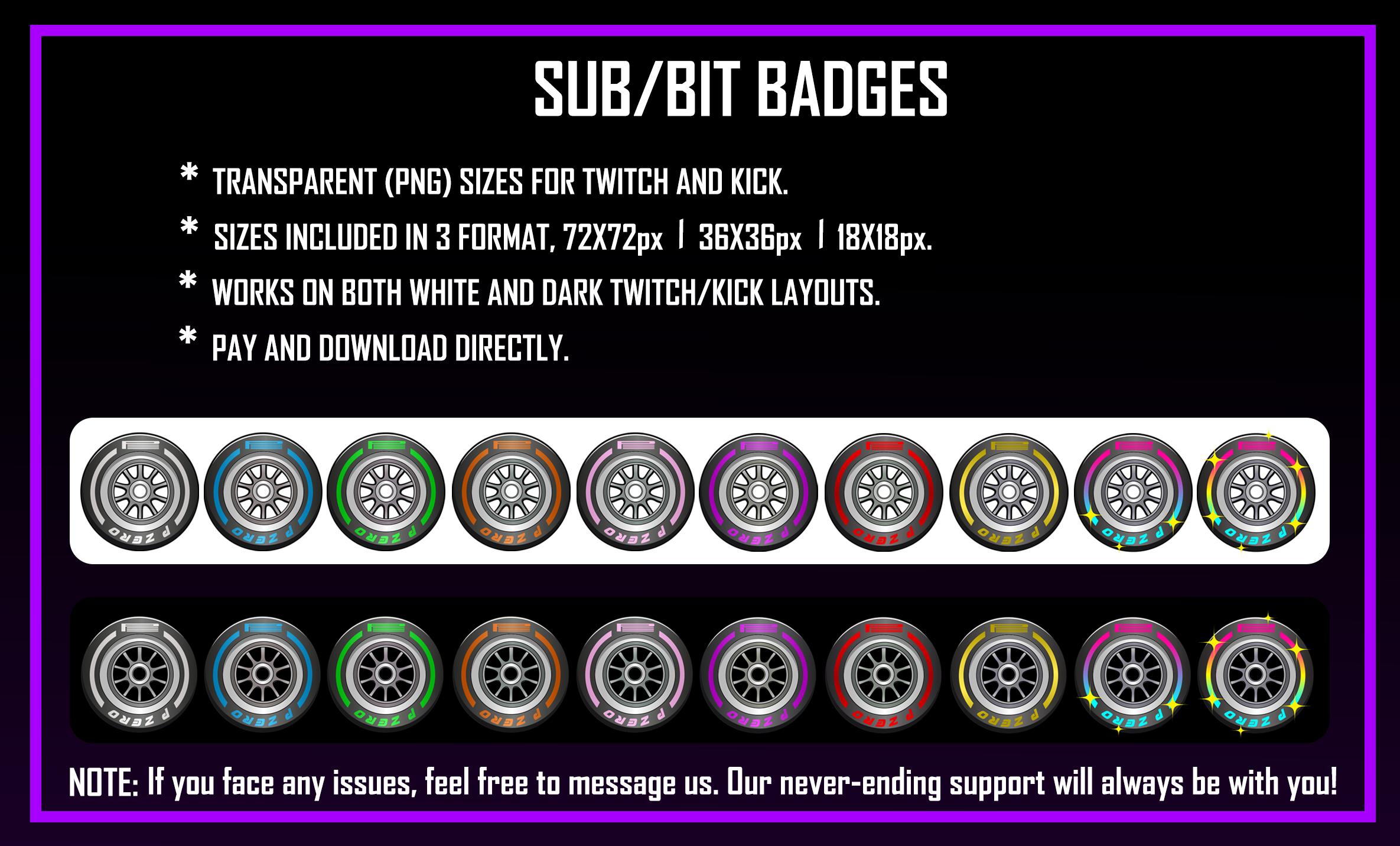 F1 Racing Tyre Twitch Sub Badges/ Formula 1 Tyre Twitch Sub Badges ...