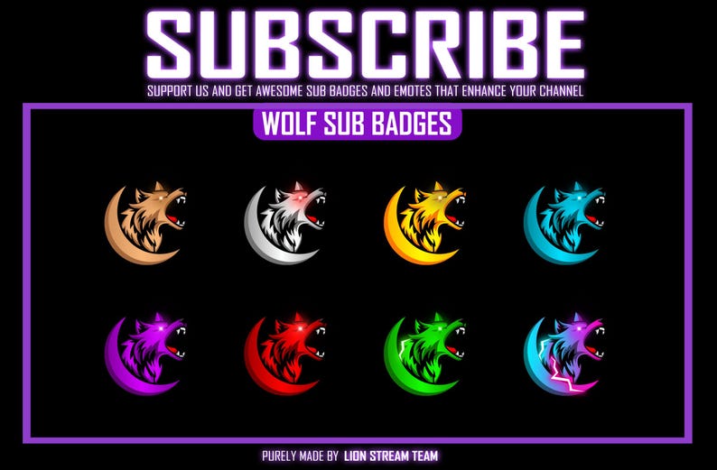 Wolf Twitch Sub Badges/ Wolf Twitch Emotes/ Howling Wolf Badges/ Twitch ...