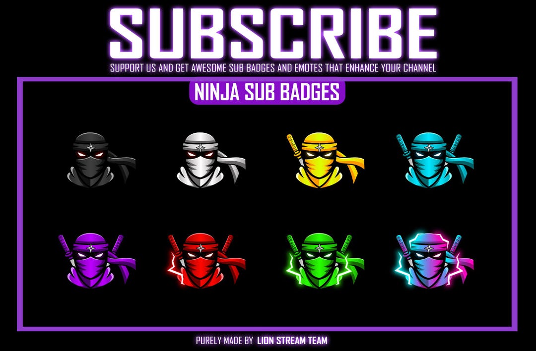 Ninja Twitch Sub Badges/ Twitch Sub Badges/ Combatant Fighter Badges ...