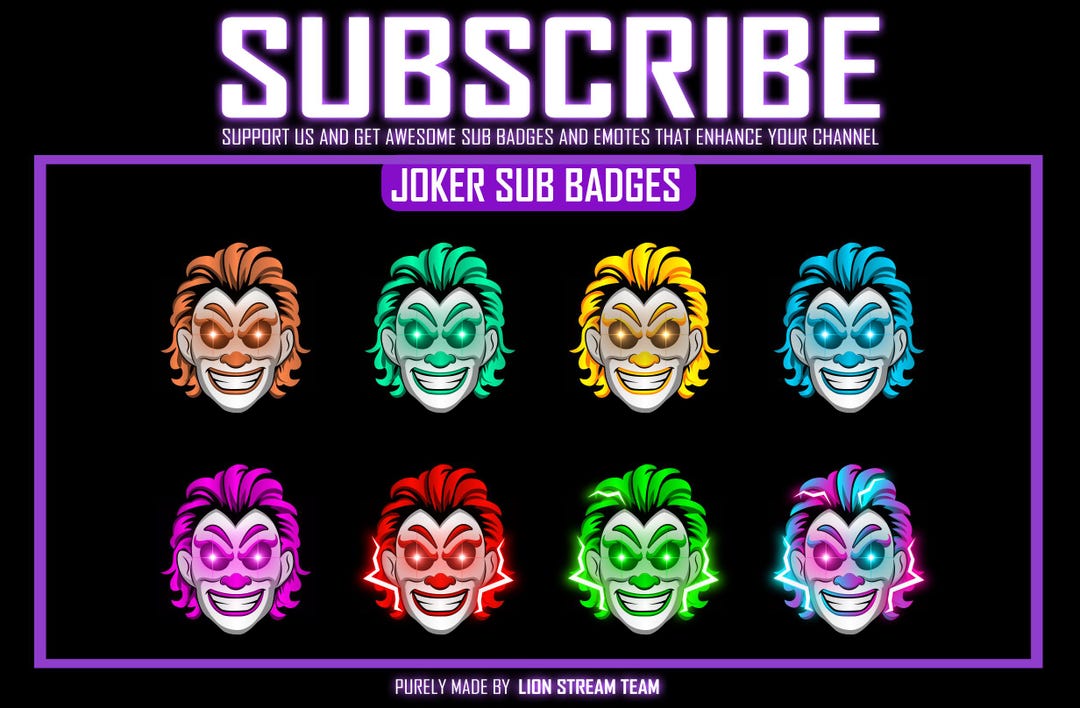 Joker Twitch Sub Badges/ Joker Emotes/ Joker Badges/ Twitch Sub Badges ...