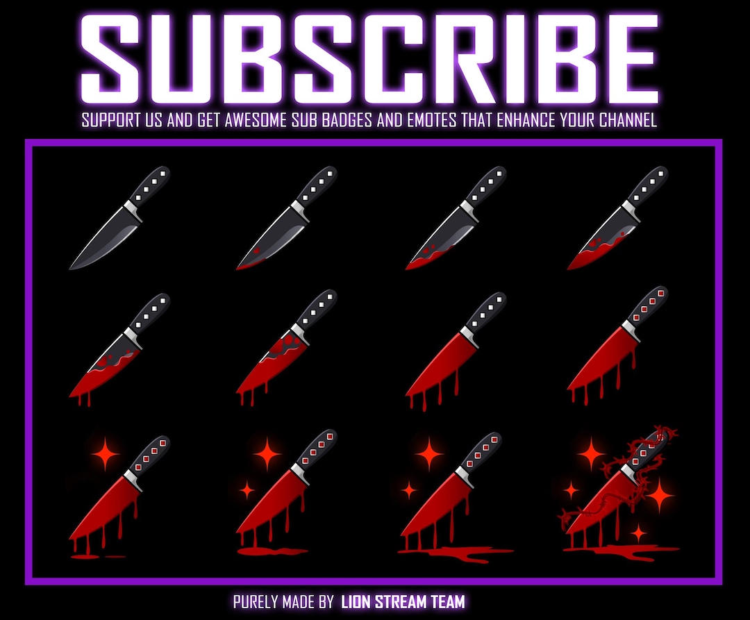Bloody Knife Sub Badges for Twitch, Kick, Discord, and Youtube - Etsy