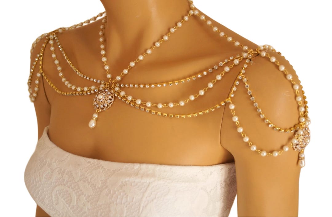 Stylish Swarovski Crystal Art Deco Bridal Shoulder Necklace-bridal Body ...