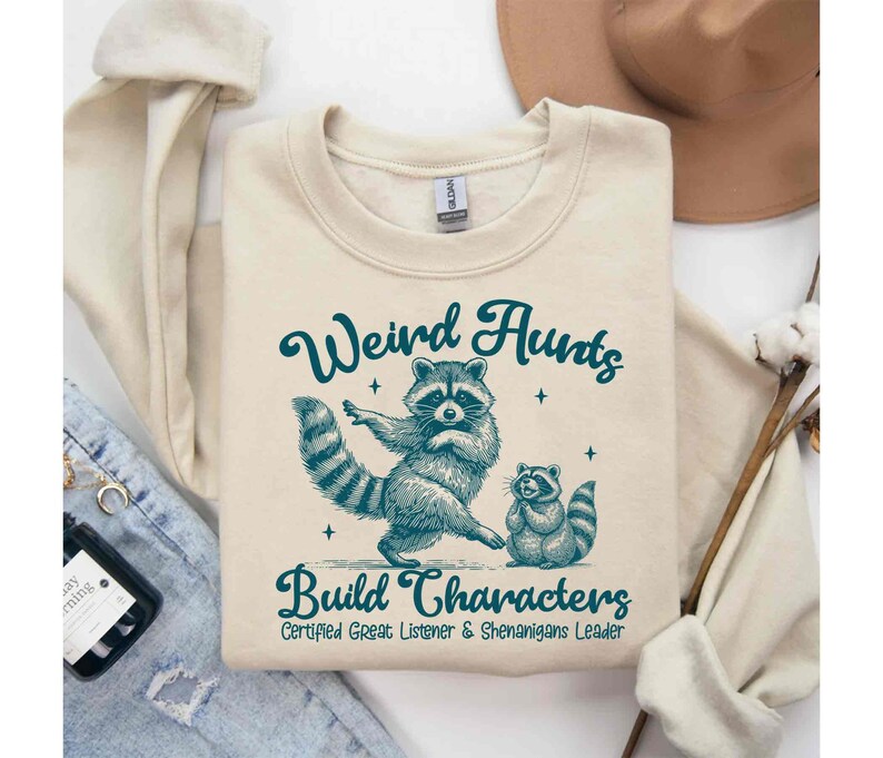 Weird Aunts Build Character PNG Funny Raccoon Aunt Shirt Design ...