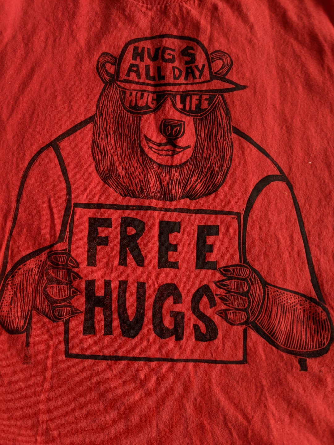 Free Hugs Bear Dad Jokes Woodcut Printed Tshirt Sizes Small to 5xl Any ...