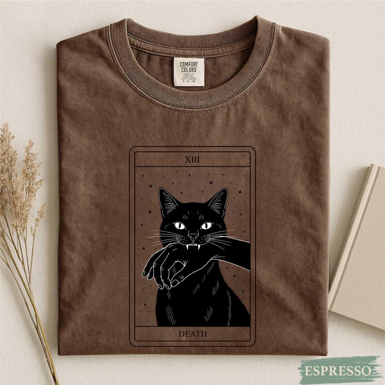 Comfort Colors®tarot Card Black Cat Shirt, Tarot Death T-shirt, Witchy ...