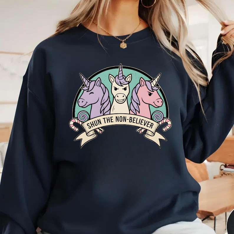 Funny Shun the Non Believers Unicorn Candy T Shirt Cute Sarcastic ...