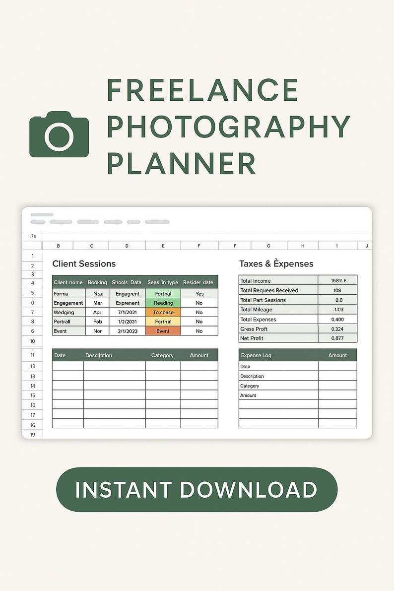 Photography Client Tracker Spreadsheet | Tax & Expense Log for ...