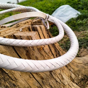 White Color Cow Hide Leather Stock Whip, 3ft to 14ft, 12 Plait ...