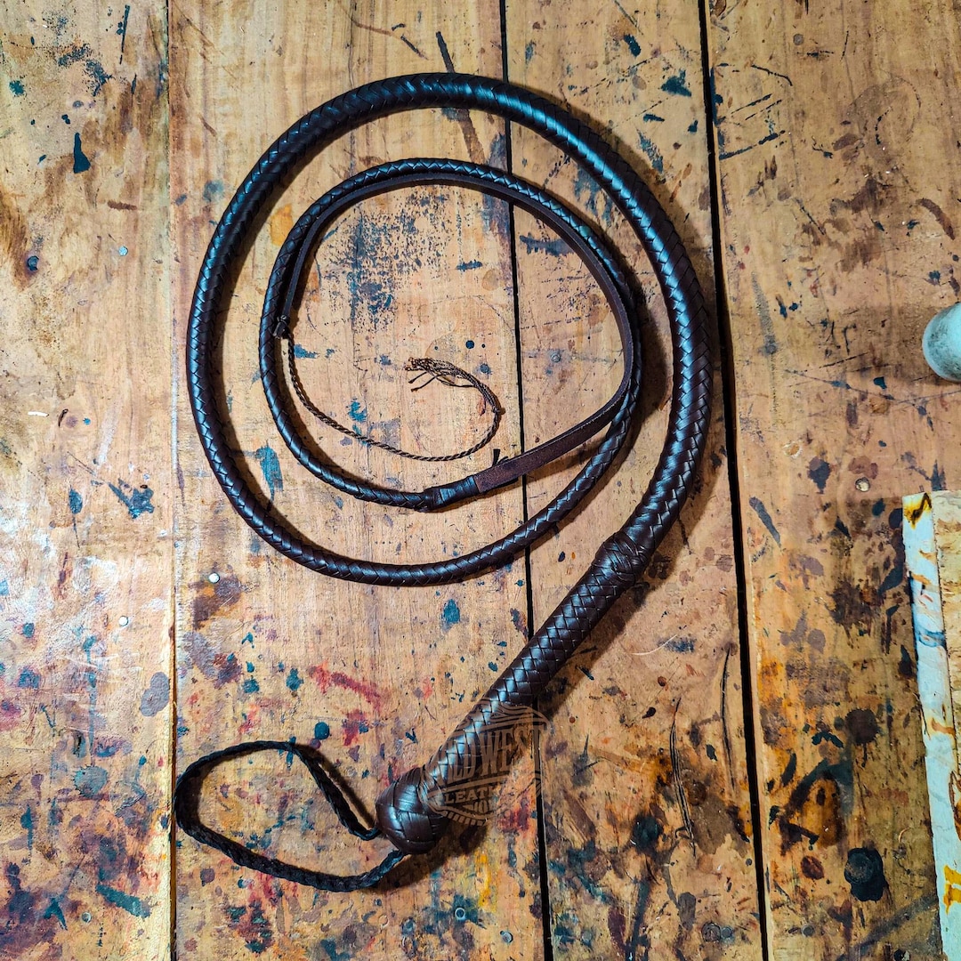 Kangaroo Hide Chocolate Brown Leather Bullwhip, 3ft to 14ft, 12/16 ...