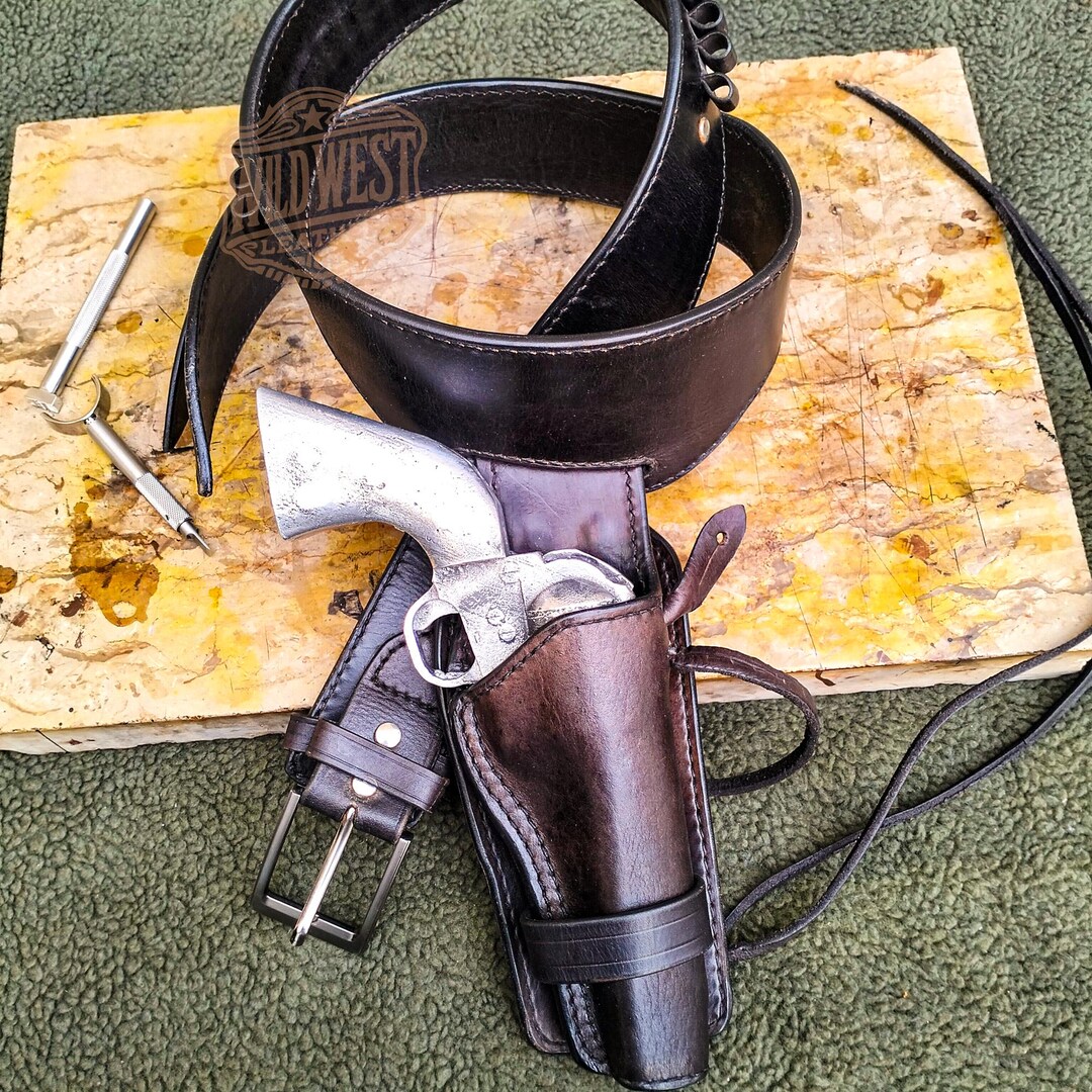 Westerner Fast Draw Leather Gun Belt With Bullet Loops- OWB Open Top ...