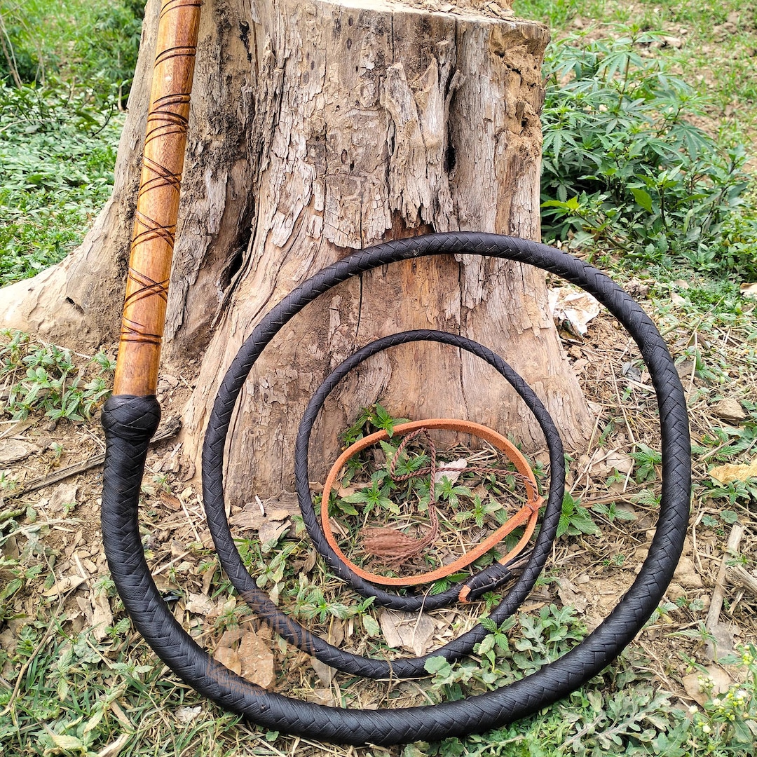 Kangaroo Hide Leather Bullwhip Chocolate Brown Color, 3ft to 14ft, 12/ ...
