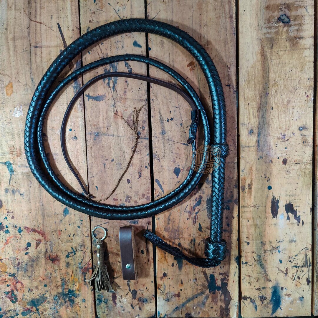 Kangaroo Hide Chocolate Brown Leather Bullwhip, 3ft to 14ft, 12/16 ...