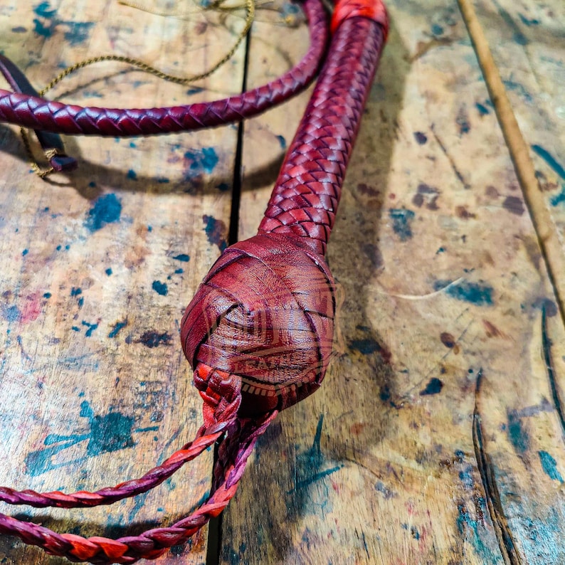 Kangaroo Hide Leather Bullwhip Brandy Color, 3ft to 14ft, 12/16 Plait ...