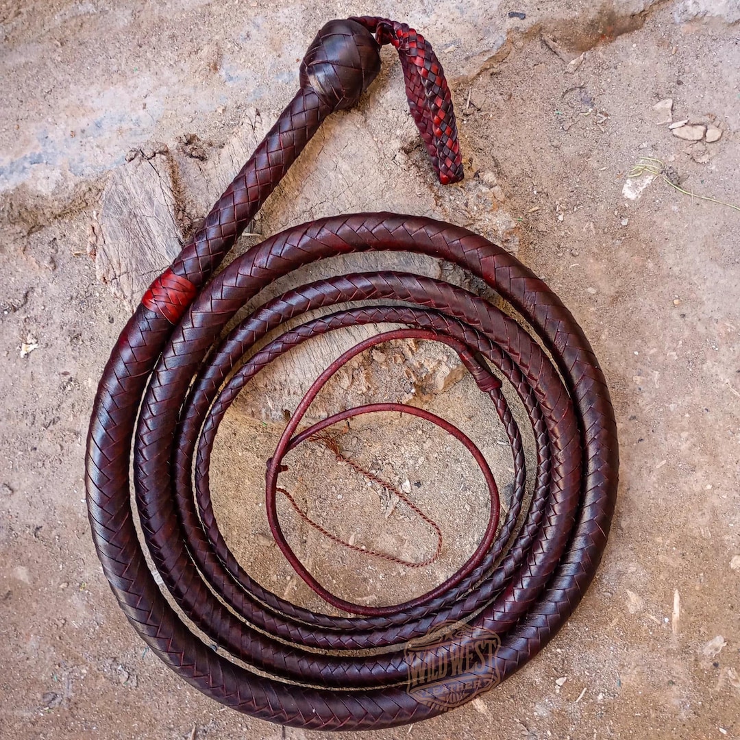 Kangaroo Hide Leather Bullwhip Brandy Color, 3ft to 14ft, 12/16 Plait ...