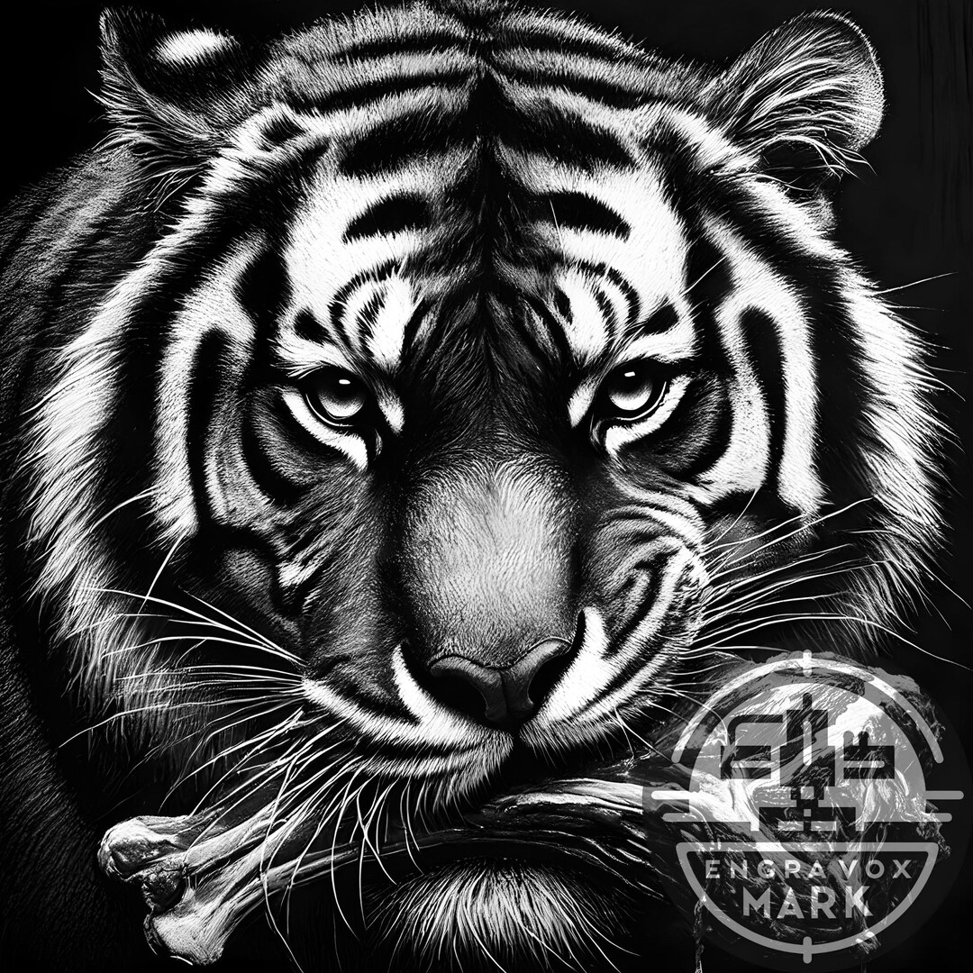 Fierce Tiger Engraving | Grayscale & Inverted Art Files - Etsy