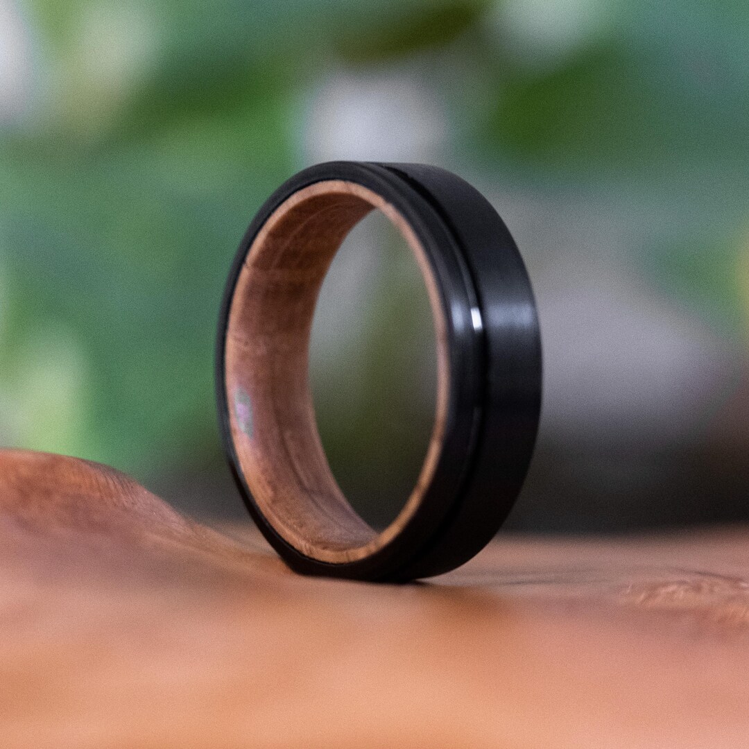 Whiskey Barrel Ring - Whiskey Ring Men - Tungsten and Wood Wedding Ring ...