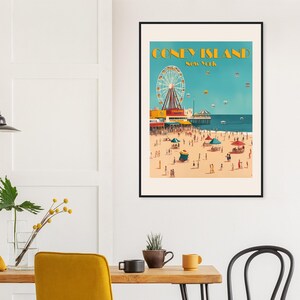 Coney Island Vintage Travel Poster, Beach Print, New York Art - Etsy