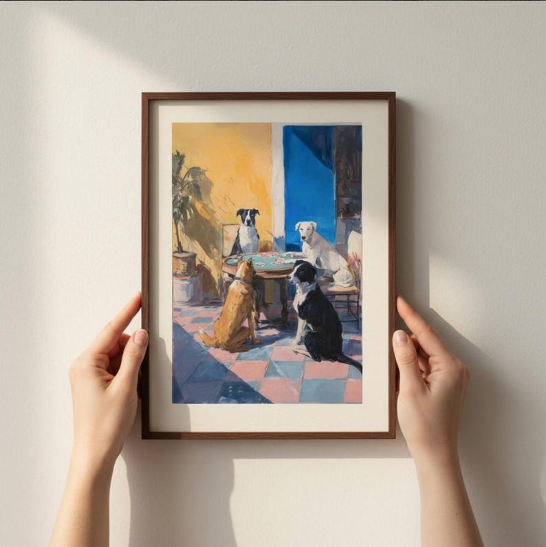 Dogs Playing Poker Art Print, Funny Dog Wall Art, Modern Pet Lover ...