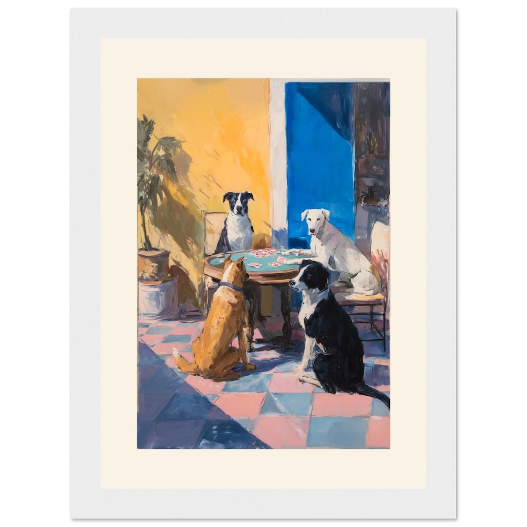 Dogs Playing Poker Art Print, Funny Dog Wall Art, Modern Pet Lover ...
