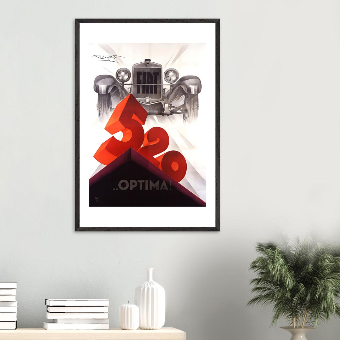1928 Fiat 520 Optima Poster – Vintage Italian Car Advertisement ...