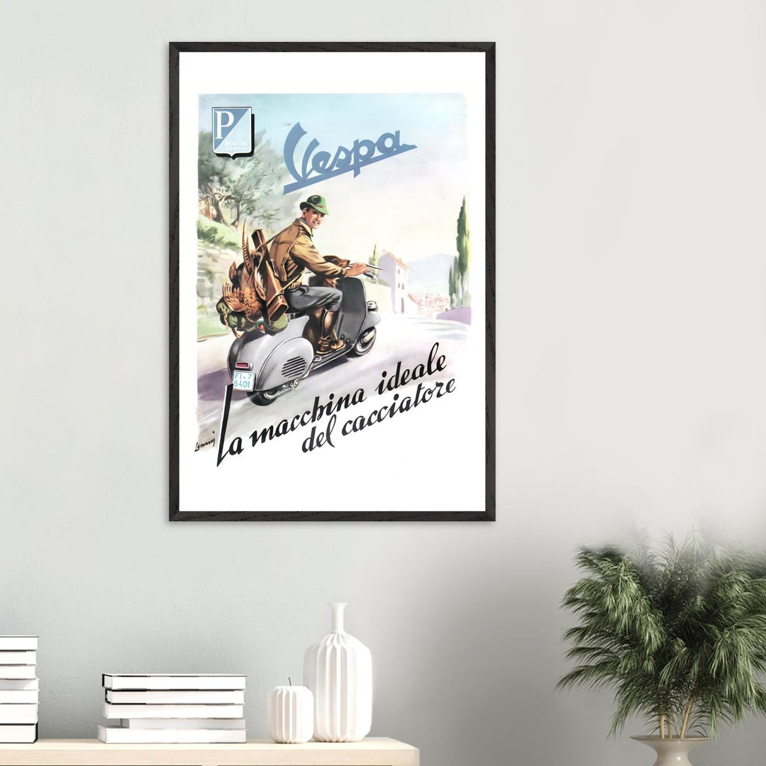 Motorcycle Poster, Vespa Piaggio Art Print, Italian Scooter Wall Decor ...
