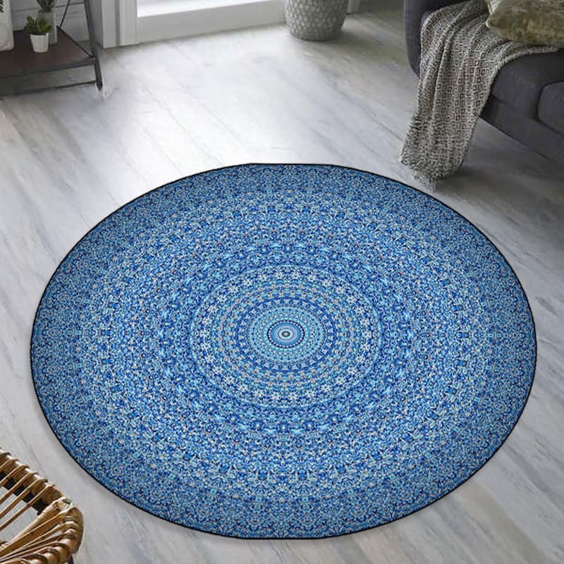 Blue Round Rug - Etsy