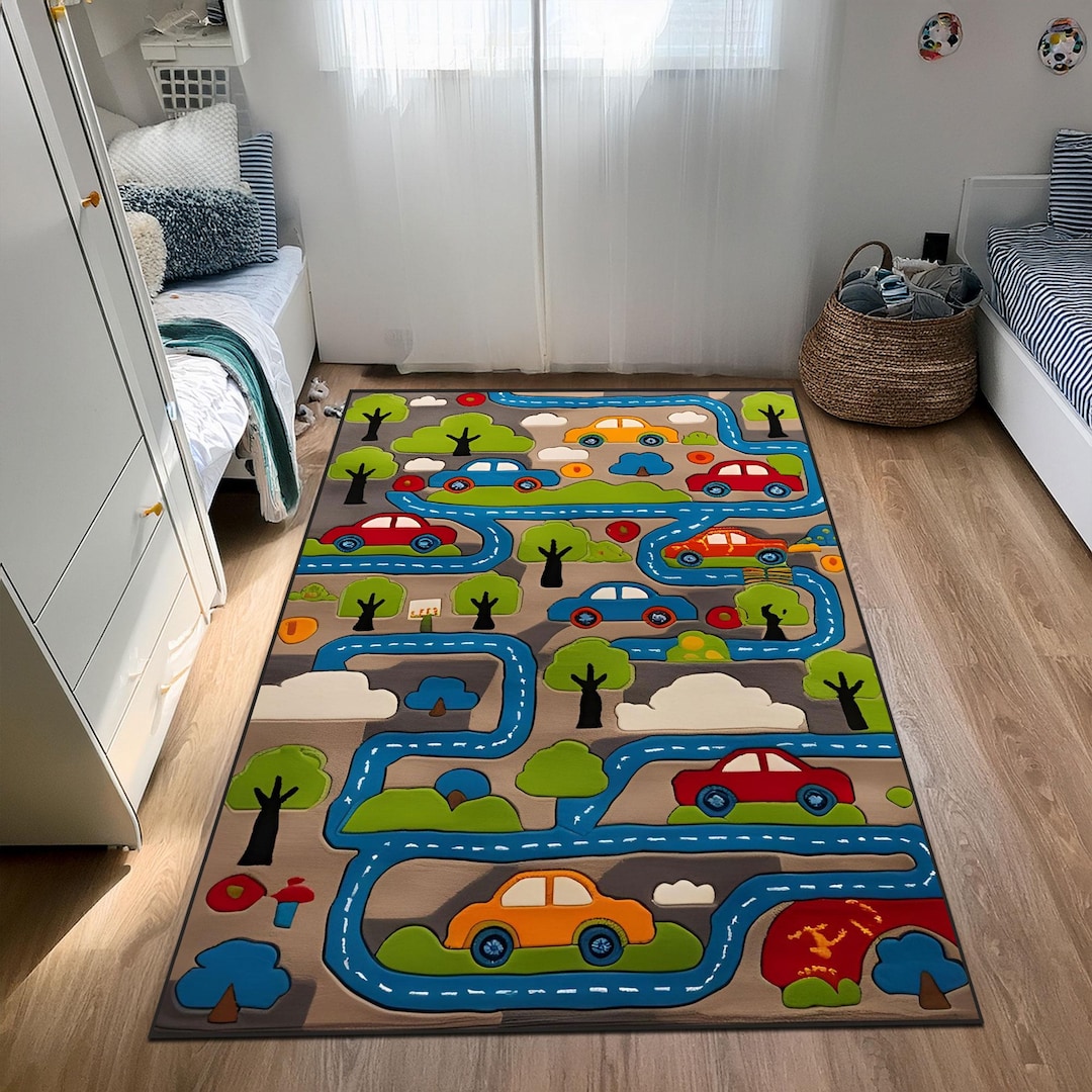 City Carpet Nostalgia Rug, 90s City Carpet, Toy Car Rug, Kids Play Car ...