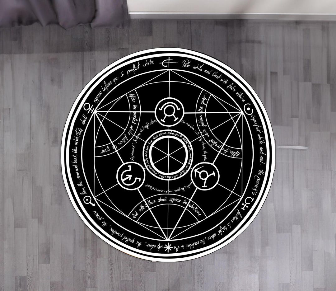 FMA Transmutation Circle Rug: Anime Manga Black and White Round Rug - Etsy