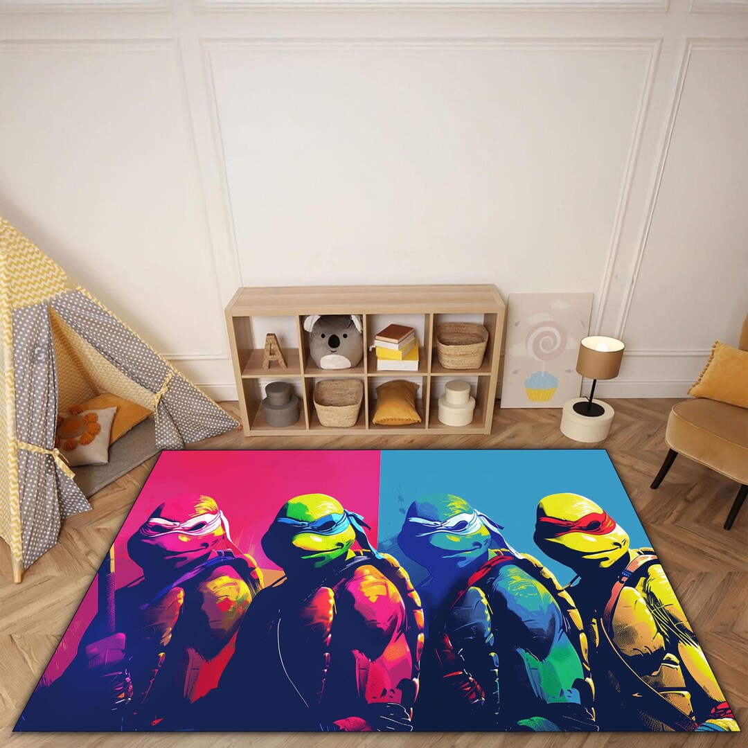 Ninja Turtles Kids Rug, Retro Cartoon Nursery Decor - Etsy