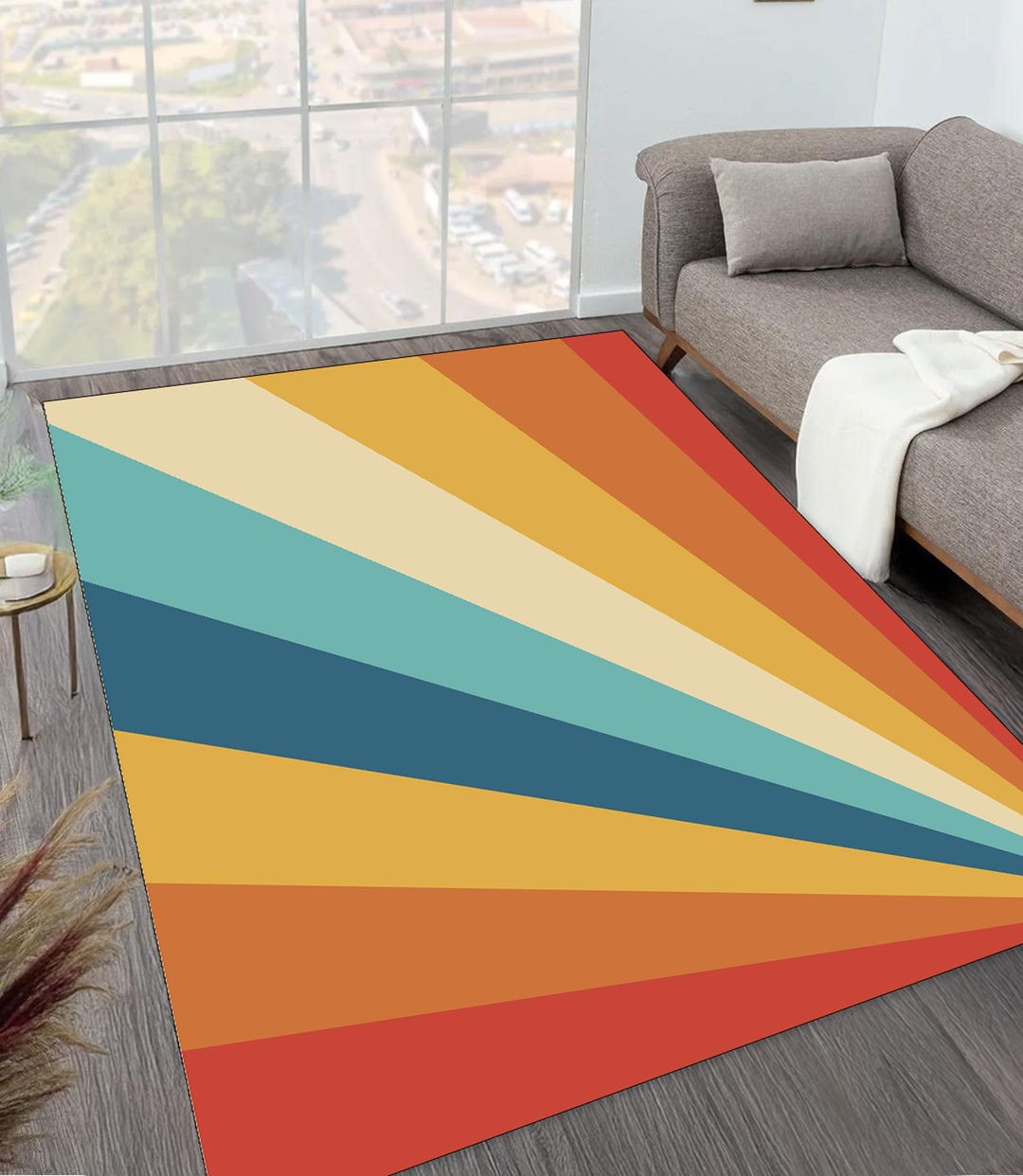 Mid Century Rug, Mid Century Modern Area Rug, Retro Rug, Hippie Rug, 70 ...
