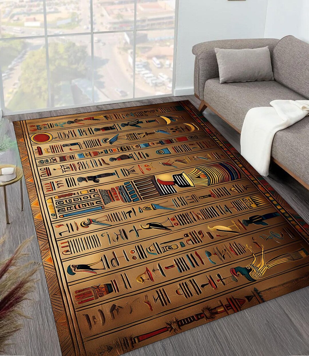 Ancient Egyptian Rug: Mythology Art Carpet - Etsy