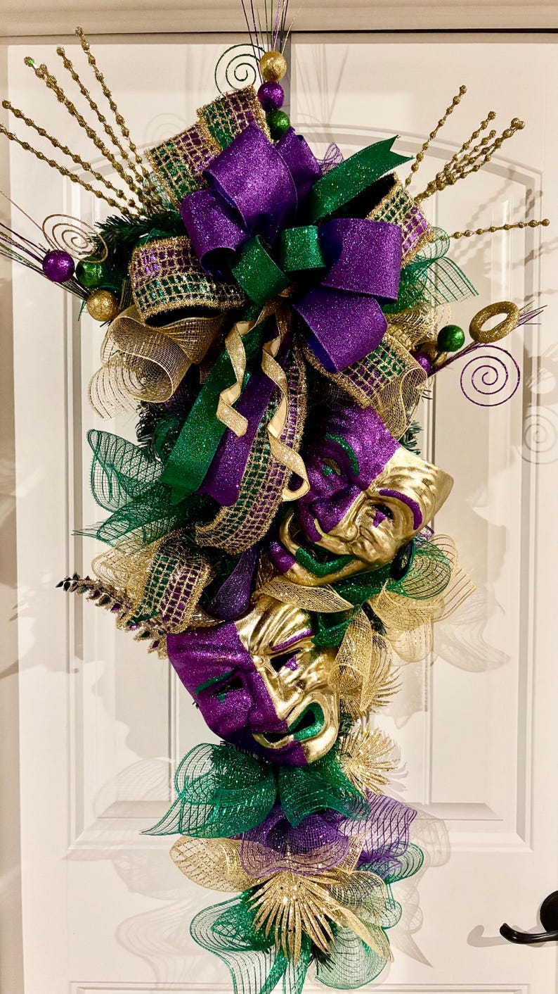 44 Inch Comedy and Tragedy Mardi Gras Door Swag - Etsy