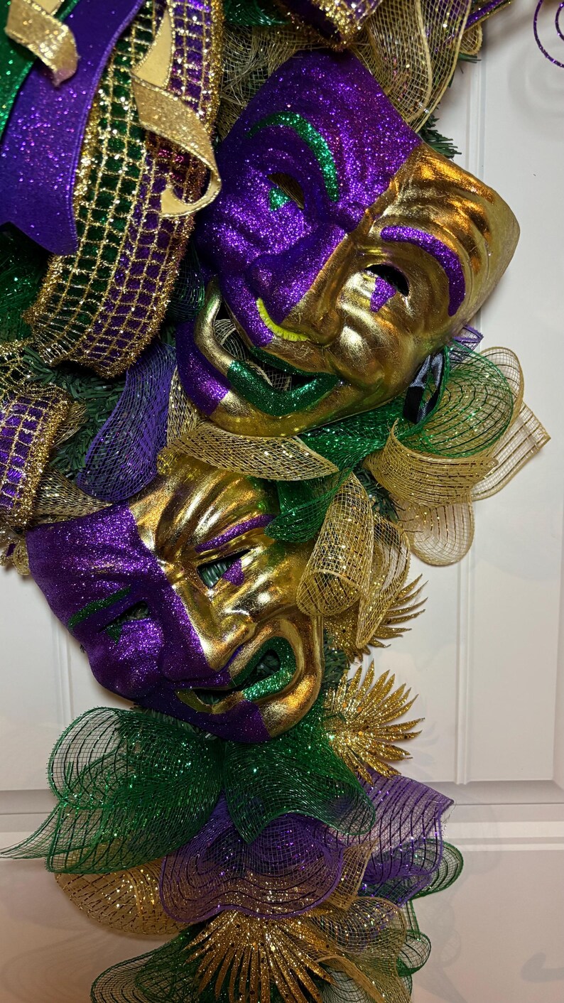 44 Inch Comedy and Tragedy Mardi Gras Door Swag - Etsy