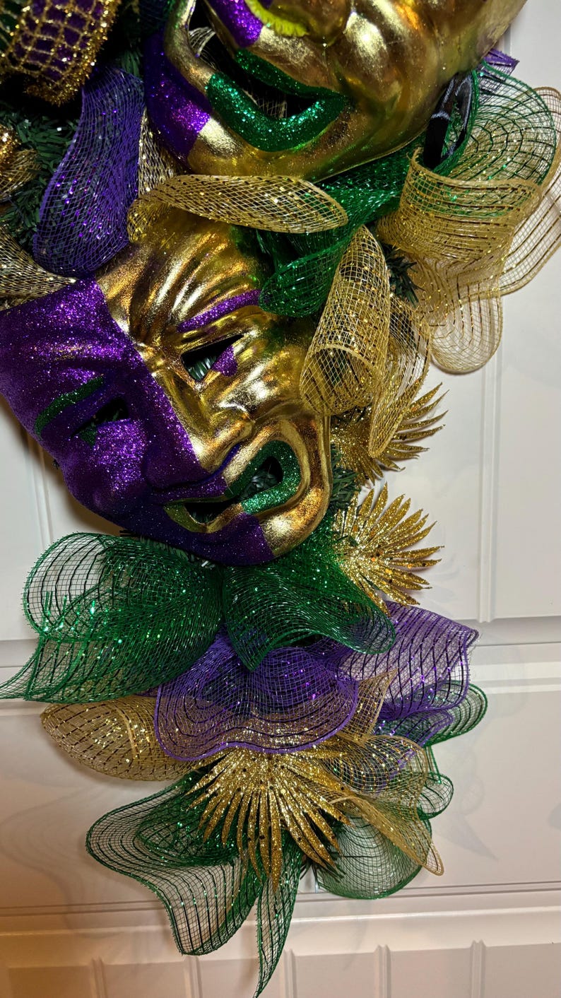 44 Inch Comedy and Tragedy Mardi Gras Door Swag - Etsy