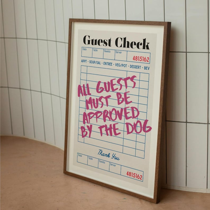 Poster “all Guests Must Be Approved by the Dog” Guest Check Digital ...